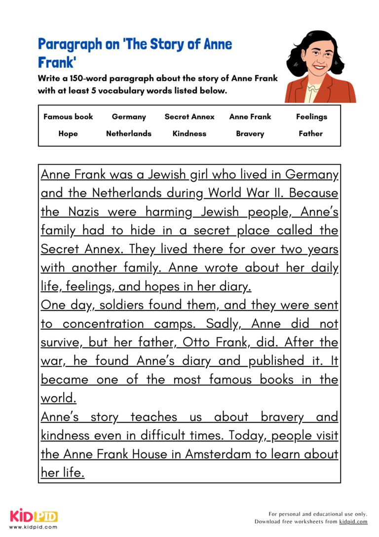 Paragraph on 'The Story of Anne Frank' - Kidpid