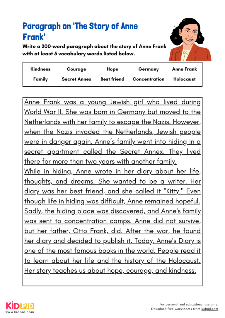 Paragraph on 'The Story of Anne Frank' - Kidpid