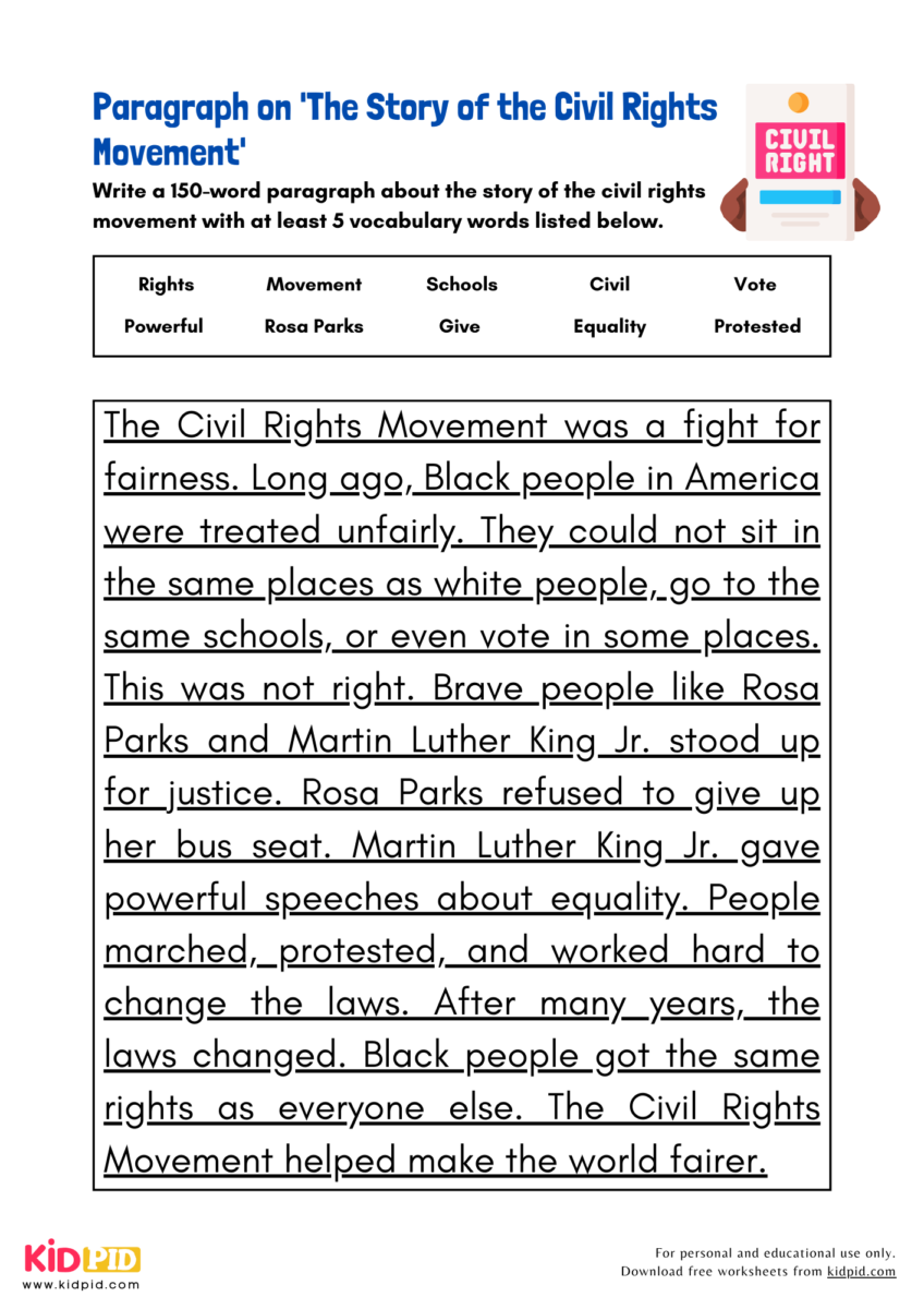 Paragraph on 'The Story of the Civil Rights Movement' - Kidpid