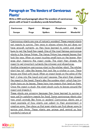 Paragraph on 'The Wonders of Carnivorous Plants' - Kidpid