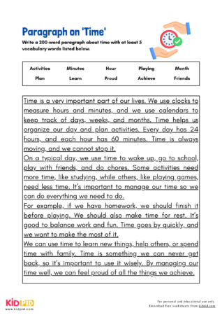 Paragraph on 'Time' - Kidpid