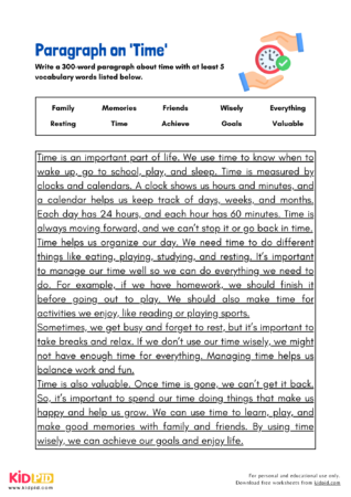 Paragraph on 'Time' - Kidpid