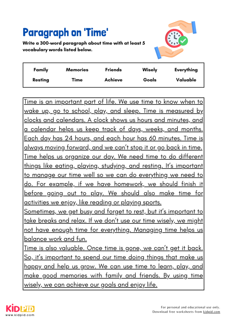 Paragraph on 'Time' - Kidpid