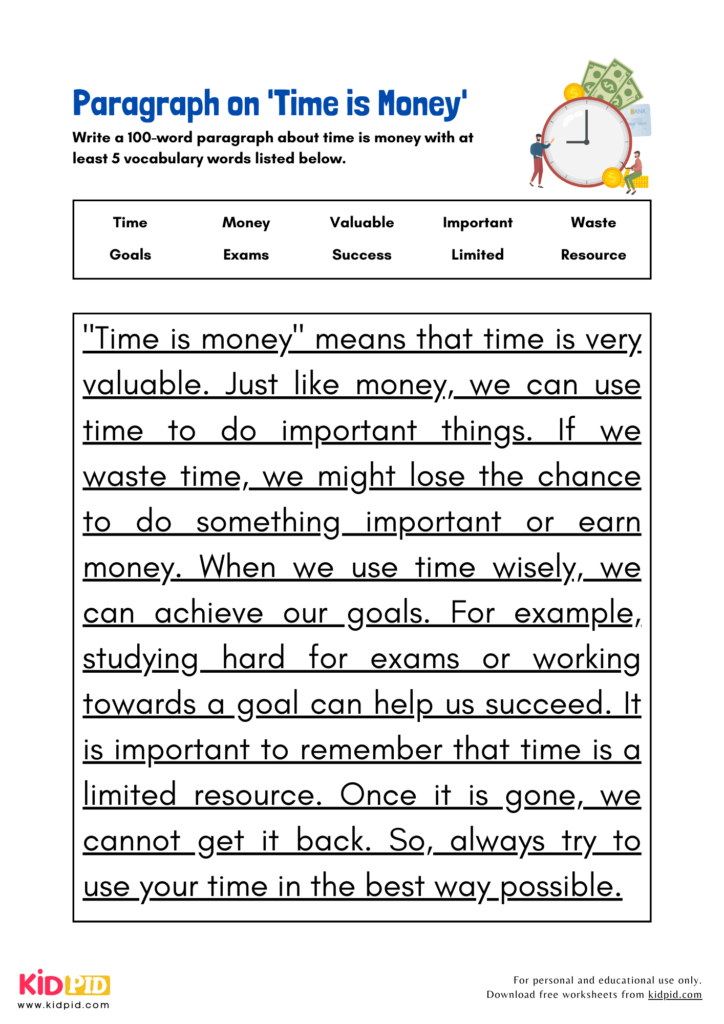Paragraph on 'Time is Money' - Kidpid