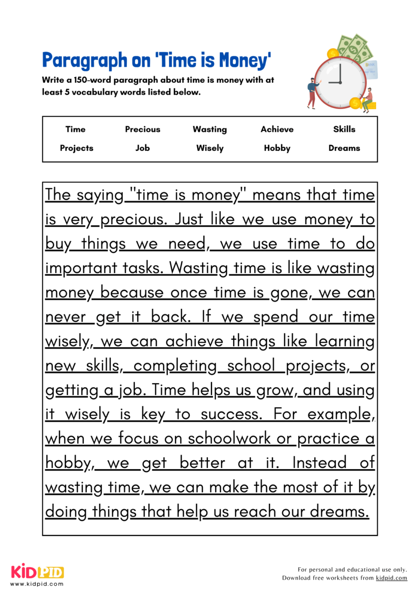 Paragraph on 'Time is Money' - Kidpid