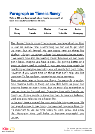 Paragraph on 'Time is Money' - Kidpid