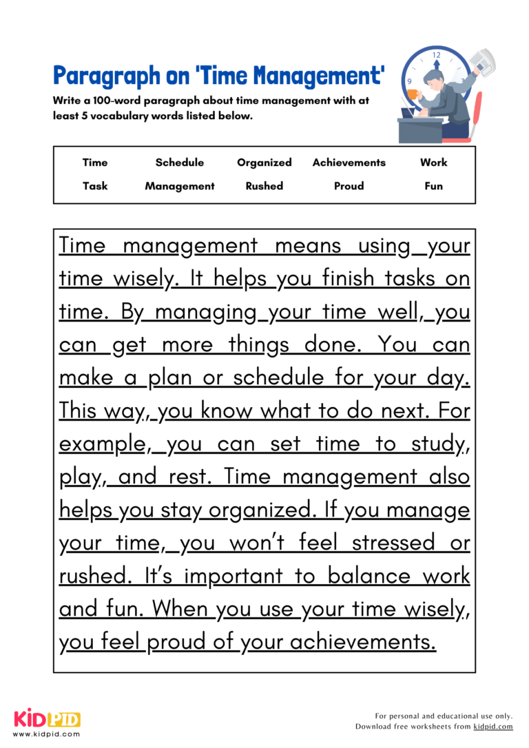 Paragraph on 'Time Management' - Kidpid