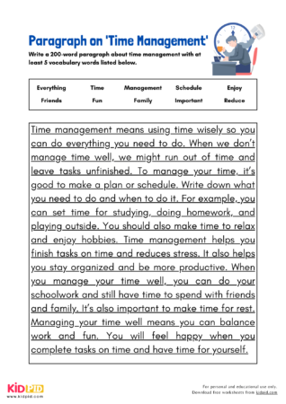 Paragraph on 'Time Management' - Kidpid