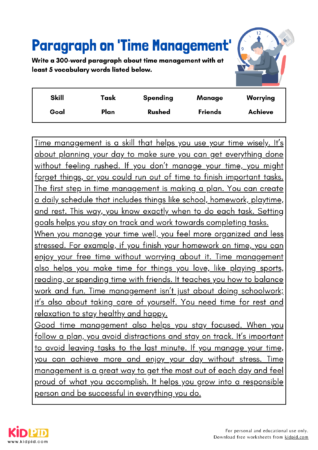 Paragraph on 'Time Management' - Kidpid