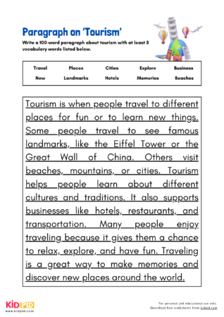 Paragraph on 'Tourism' - Kidpid