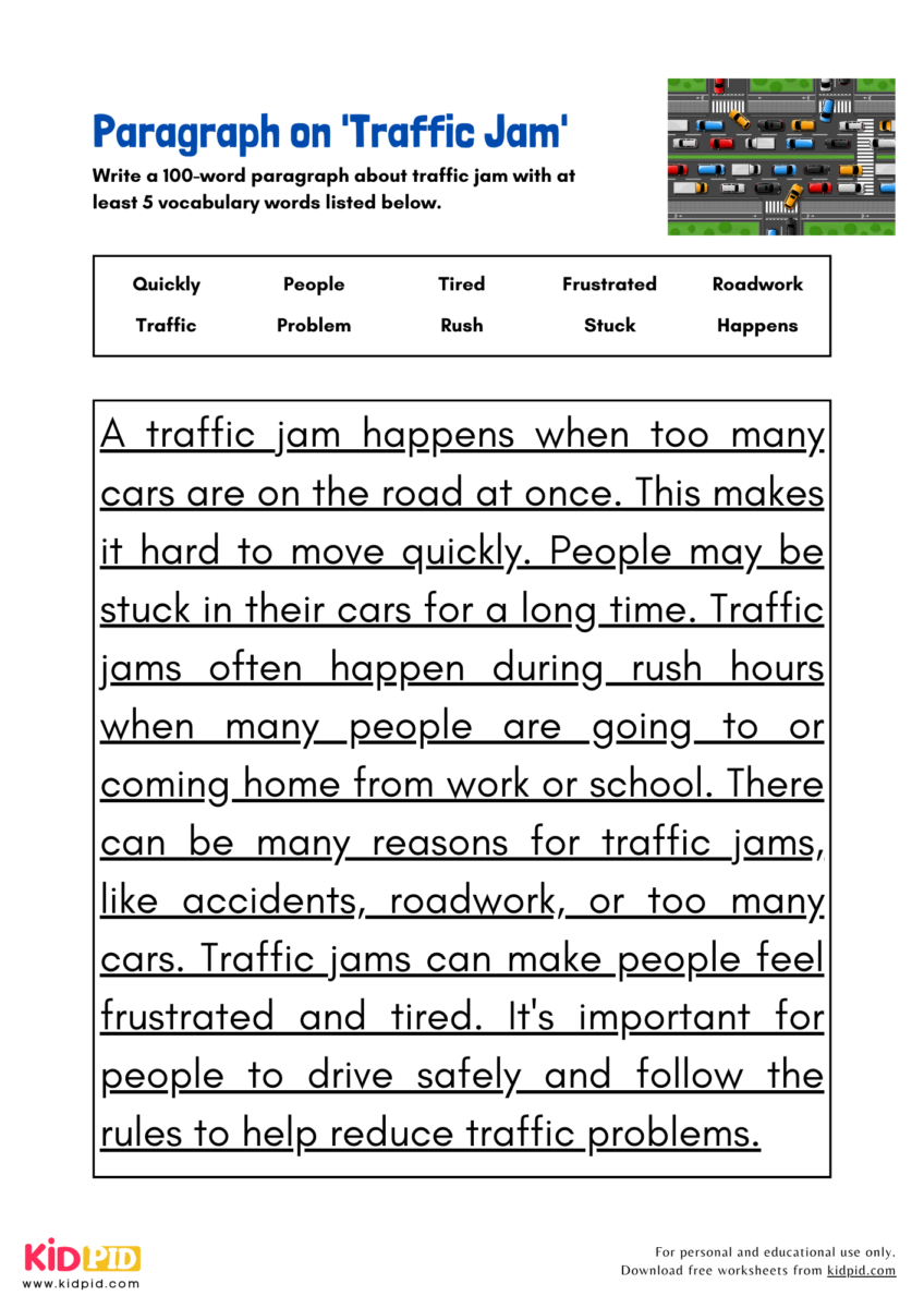Paragraph on 'Traffic Jam' - Kidpid