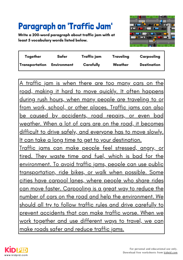 Paragraph on 'Traffic Jam' - Kidpid