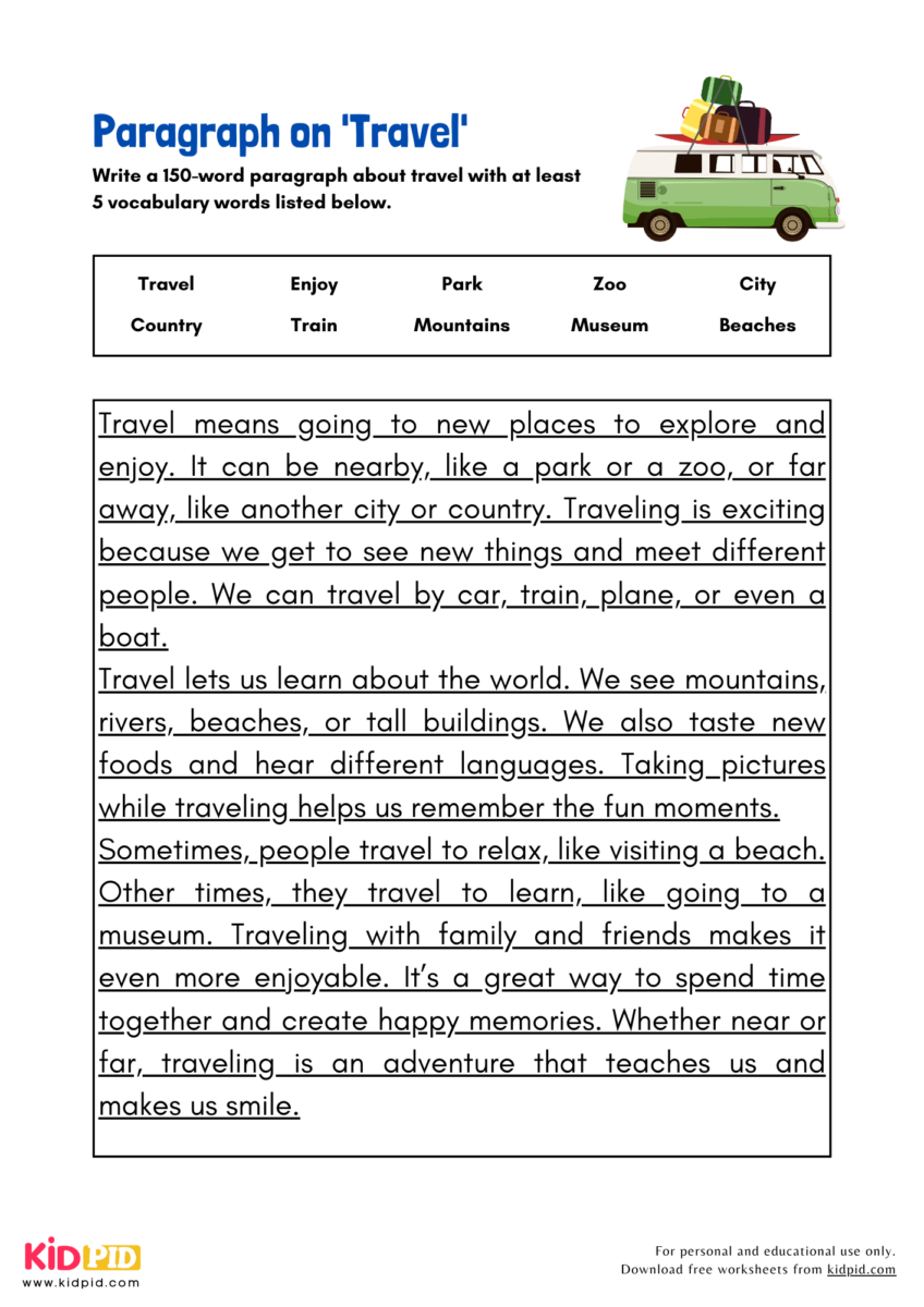 Paragraph on 'Travel' - Kidpid
