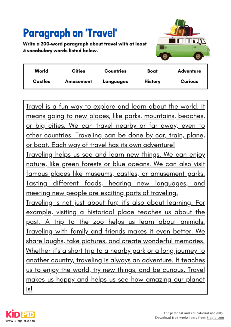 Paragraph on 'Travel' - Kidpid