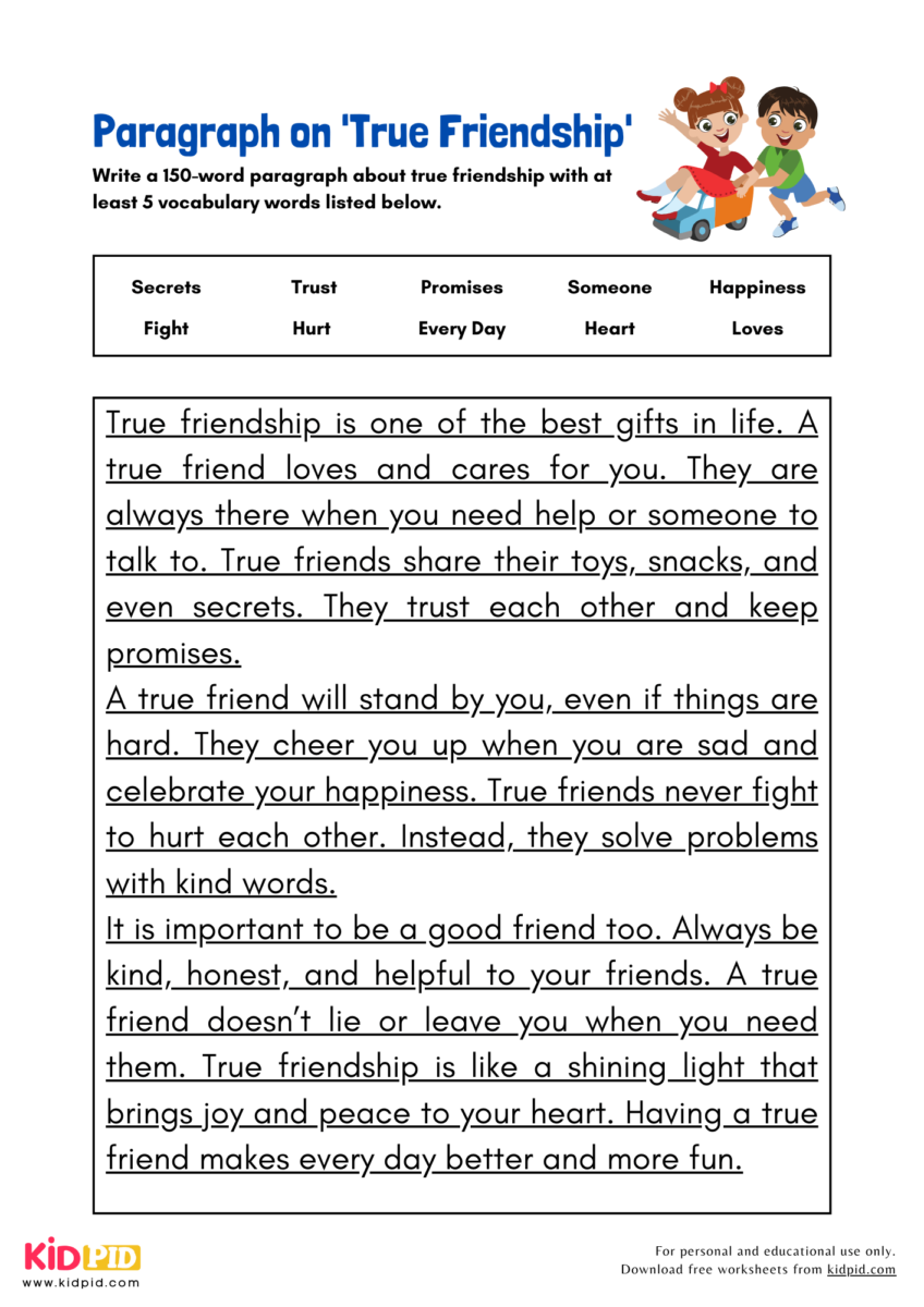 Paragraph on 'True Friendship' - Kidpid