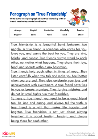 Paragraph on 'True Friendship' - Kidpid