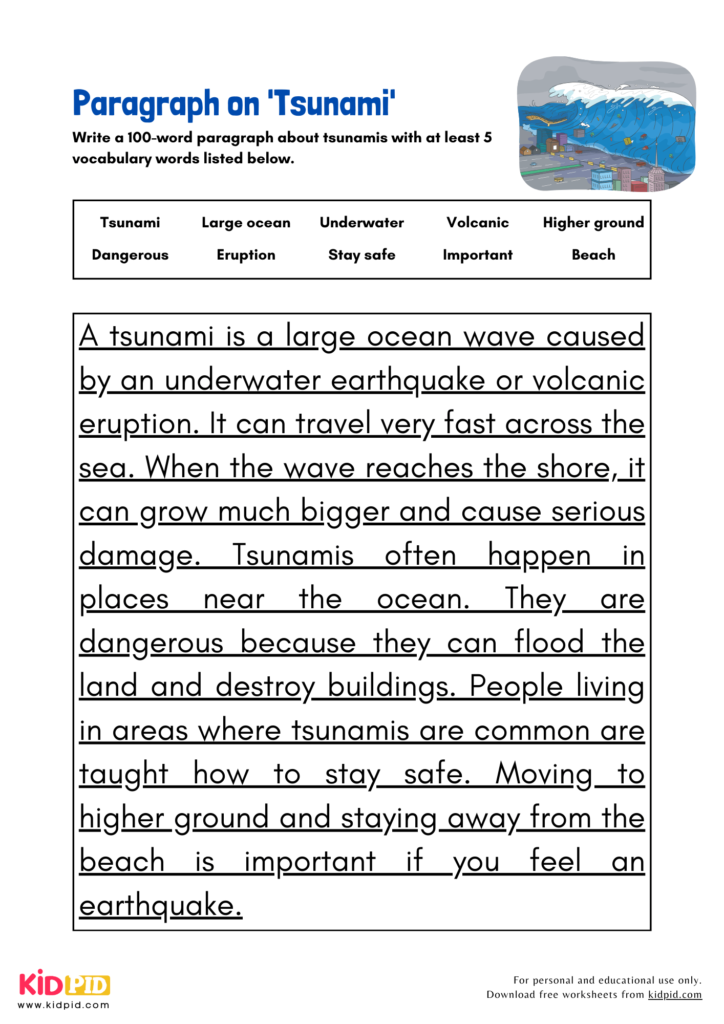 Paragraph on 'Tsunami' - Kidpid