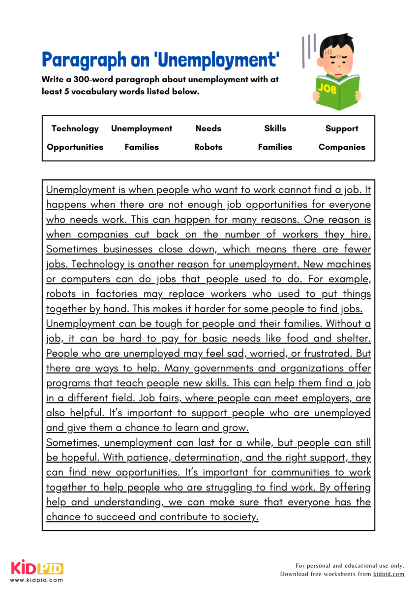 Paragraph on 'Unemployment' - Kidpid