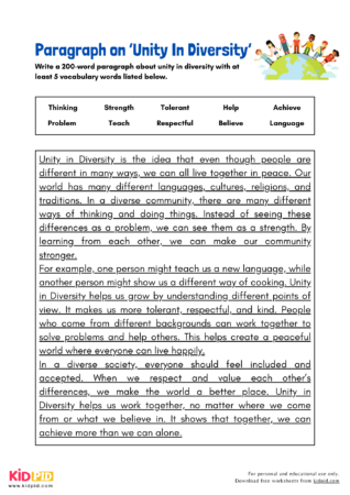 Paragraph on 'Unity in Diversity' - Kidpid