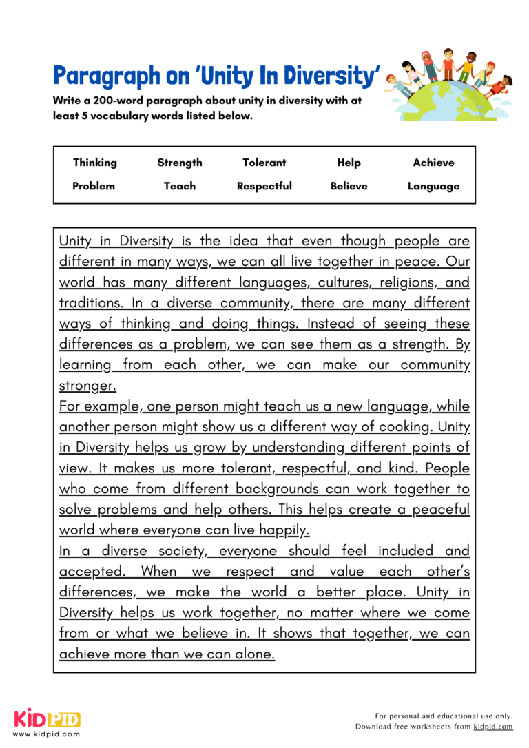 Paragraph on 'Unity in Diversity' - Kidpid