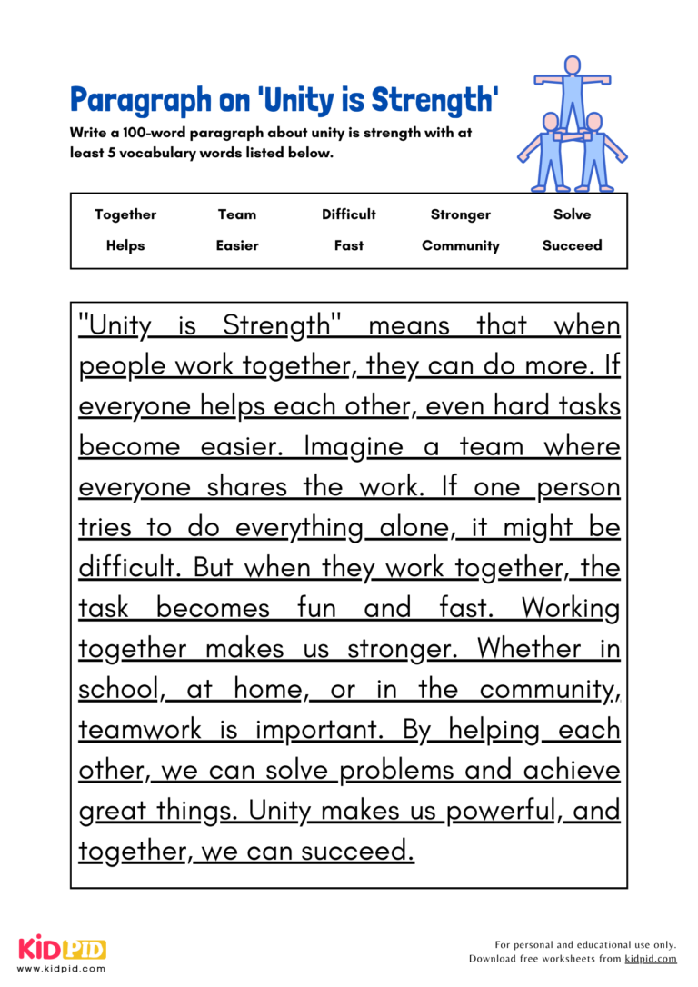 Paragraph on 'Unity is Strength' - Kidpid