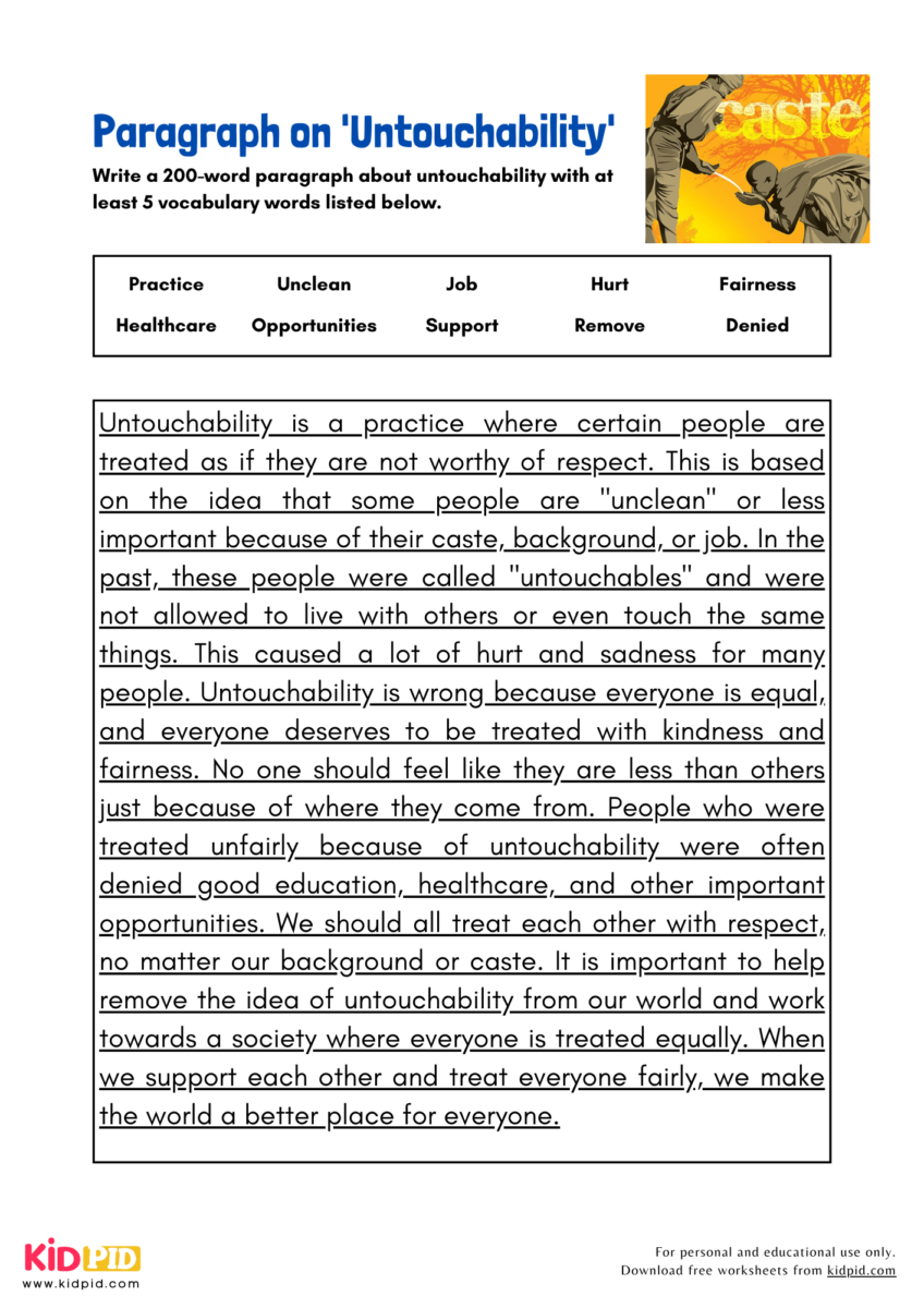 Paragraph on 'Untouchability' - Kidpid