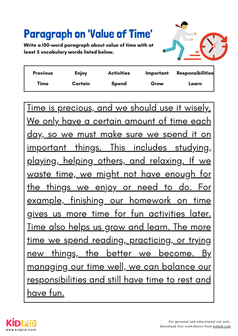 Paragraph on 'Value of Time' - Kidpid