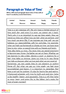 Paragraph on 'Value of Time' - Kidpid