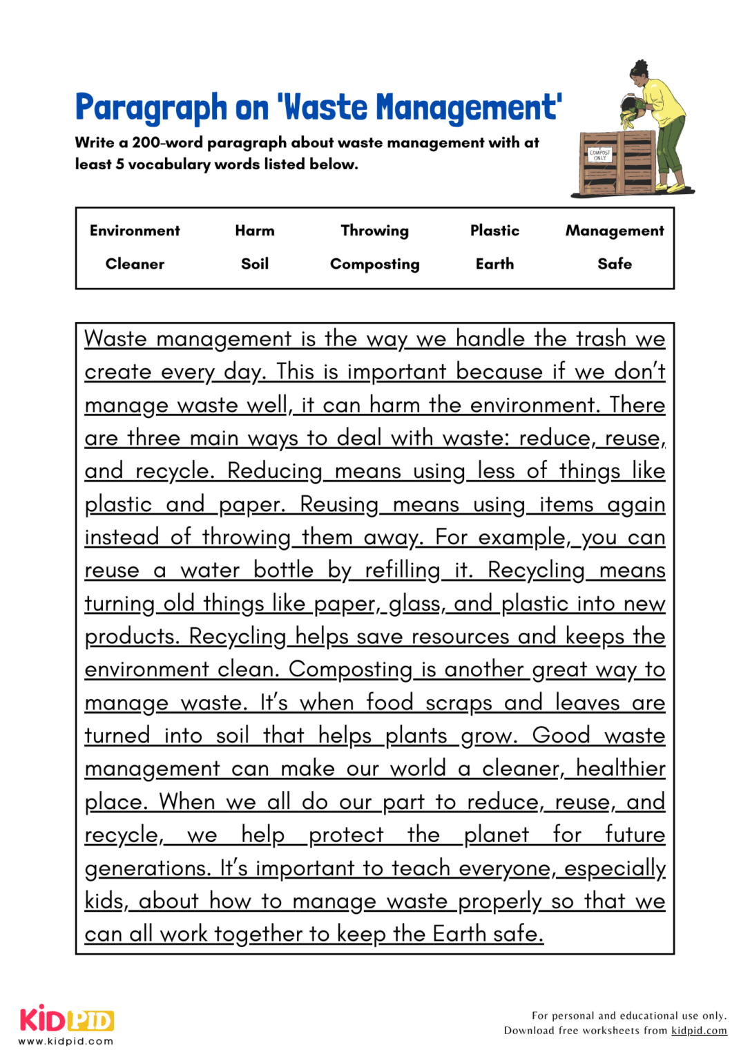 Paragraph on 'Waste Management' - Kidpid