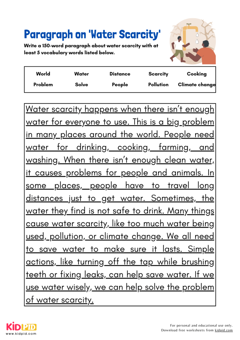 Paragraph on 'Water Scarcity' - Kidpid