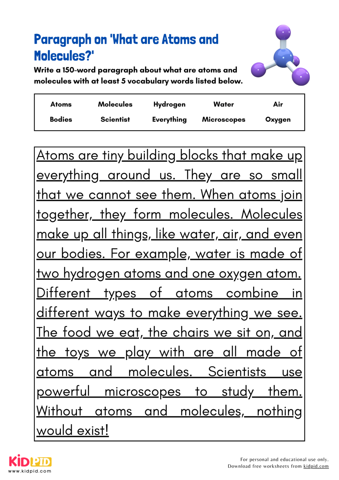 Paragraph on 'What are Atoms and Molecules?' - Kidpid