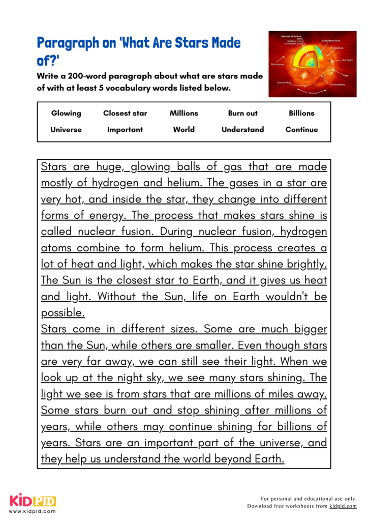 Paragraph on 'What Are Stars Made Of?' - Kidpid