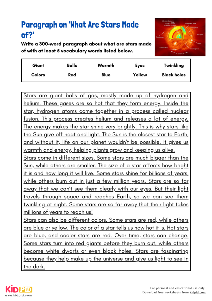 Paragraph on 'What Are Stars Made Of?' - Kidpid