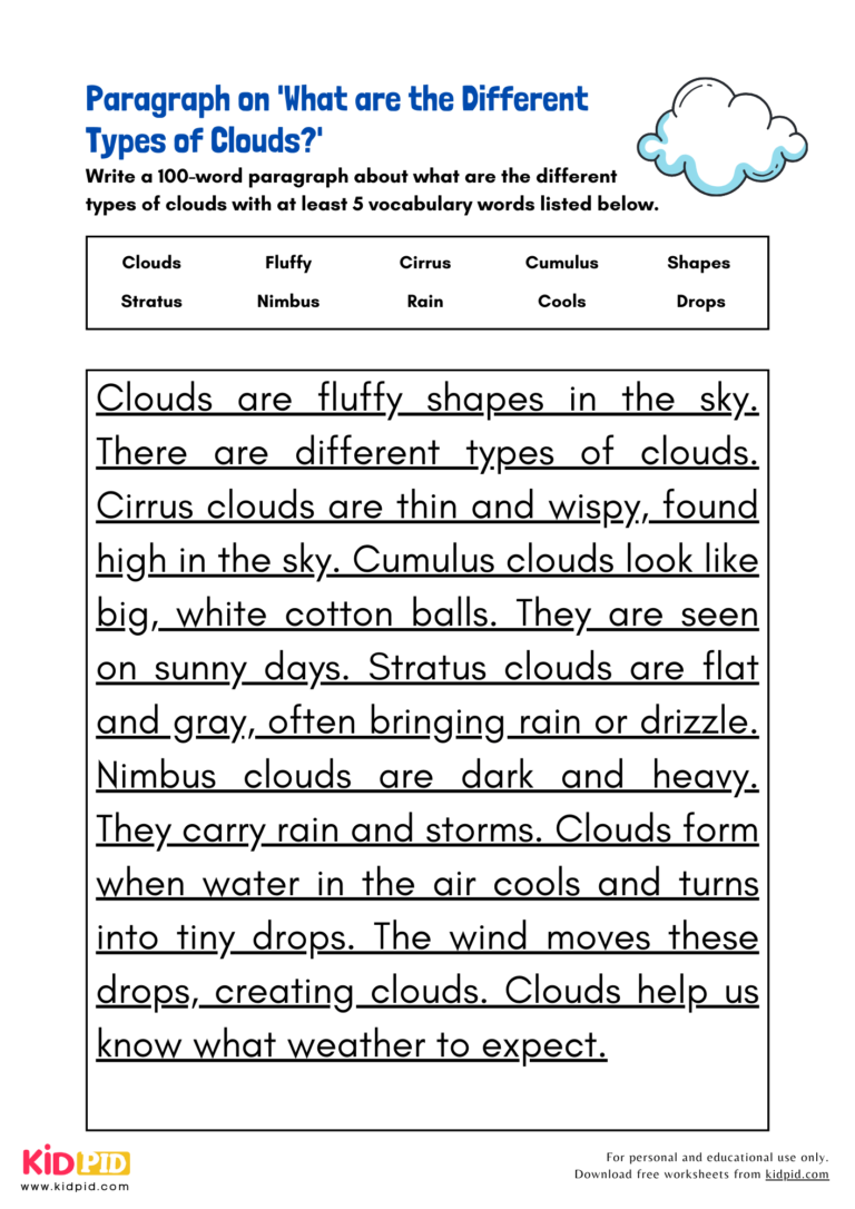 Paragraph on 'What are the Different Types of Clouds?' - Kidpid