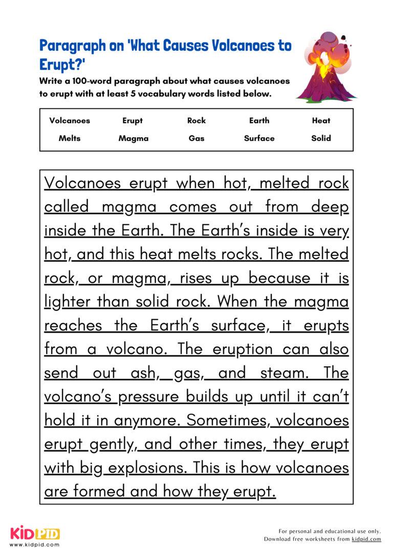 Paragraph on 'What Causes Volcanoes to Erupt?' - Kidpid