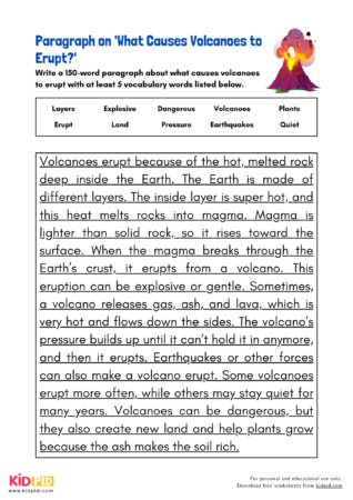 Paragraph on 'What Causes Volcanoes to Erupt?' - Kidpid