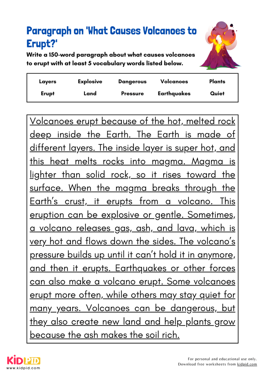 Paragraph on 'What Causes Volcanoes to Erupt?' - Kidpid