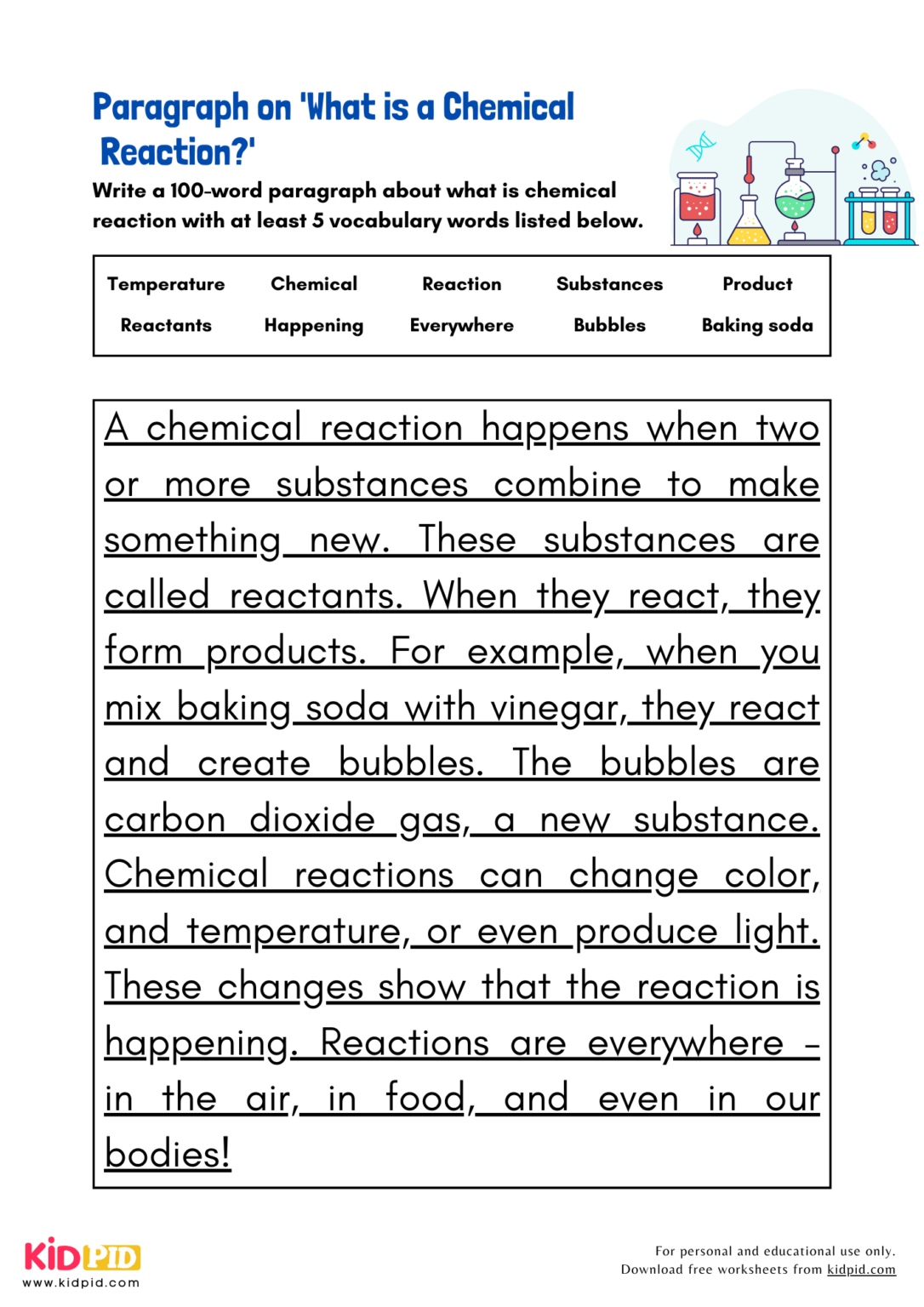 Paragraph on 'What is a Chemical Reaction?' - Kidpid