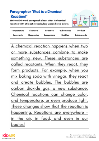 Paragraph on 'What is a Chemical Reaction?' - Kidpid