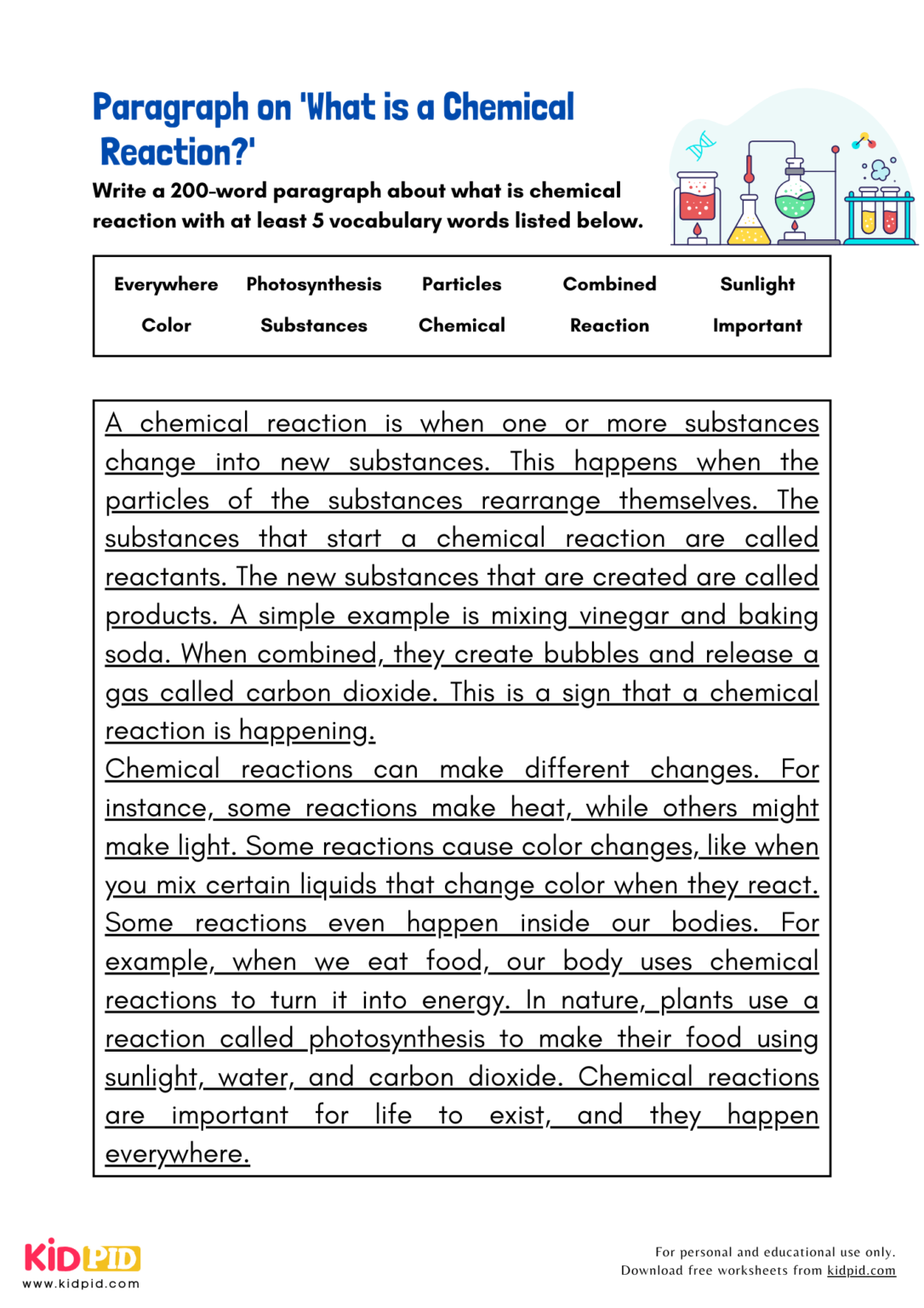 Paragraph on 'What is a Chemical Reaction?' - Kidpid