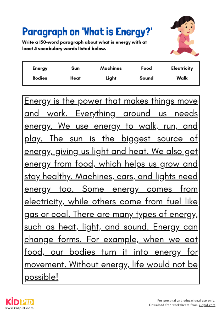 Paragraph on 'What is Energy?' - Kidpid