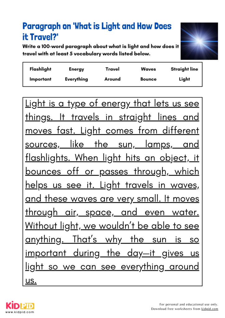 Paragraph on 'What is Light and How Does it Travel?' - Kidpid