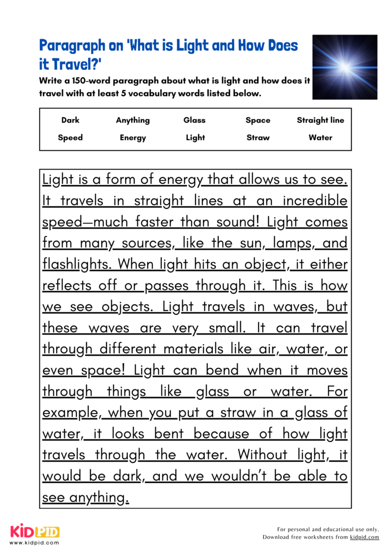 Paragraph on 'What is Light and How Does it Travel?' - Kidpid