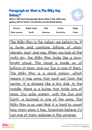 Paragraph on 'What is the Milky Way Galaxy?' - Kidpid
