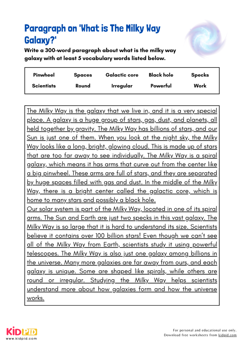 Paragraph on 'What is the Milky Way Galaxy?' - Kidpid