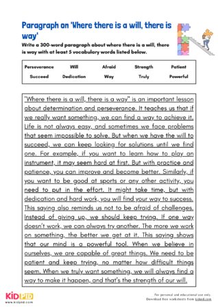 Paragraph on 'Where There is a Will, There is way' - Kidpid
