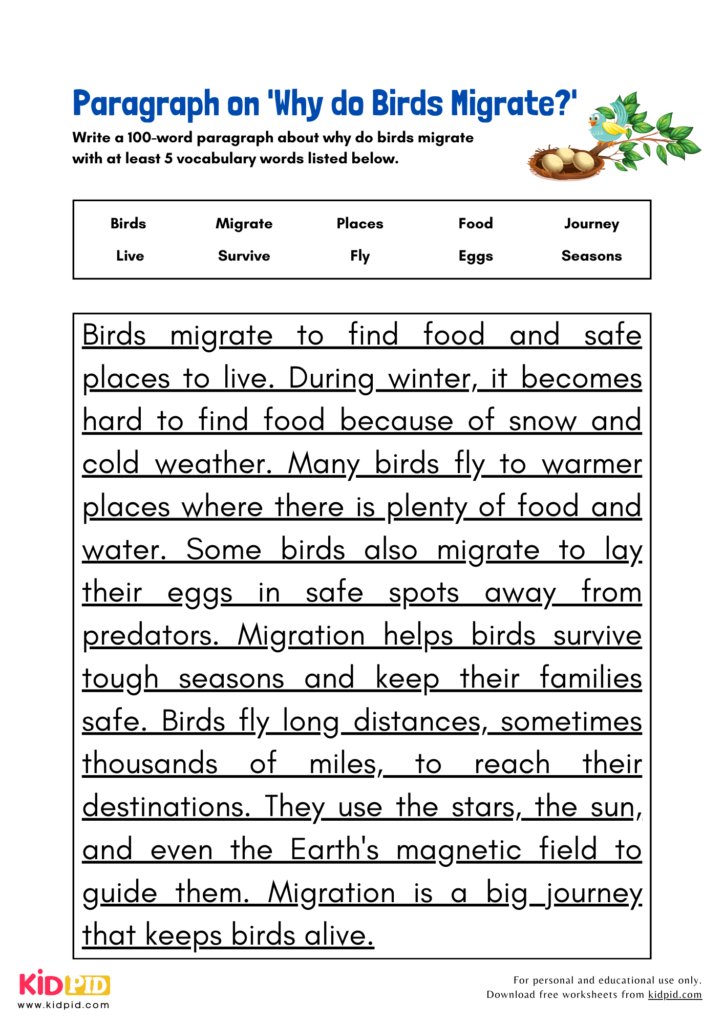 Paragraph on 'Why do Birds Migrate?' - Kidpid