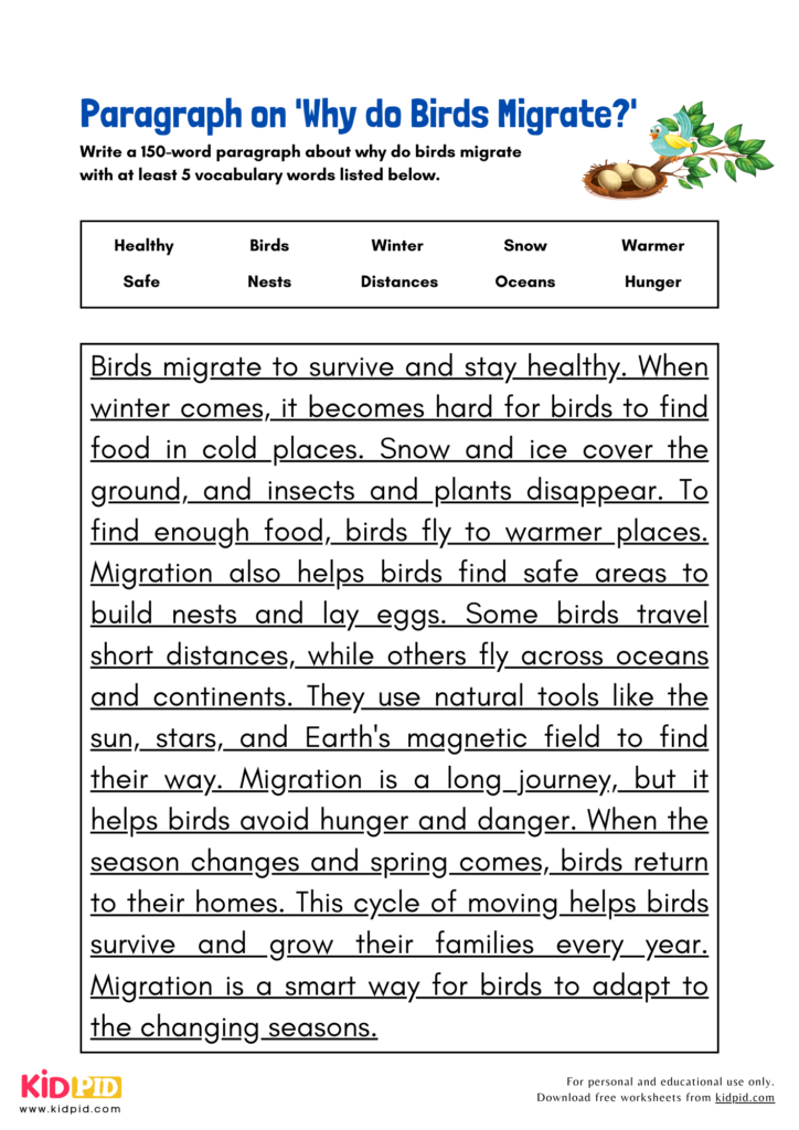 Paragraph on 'Why do Birds Migrate?' - Kidpid