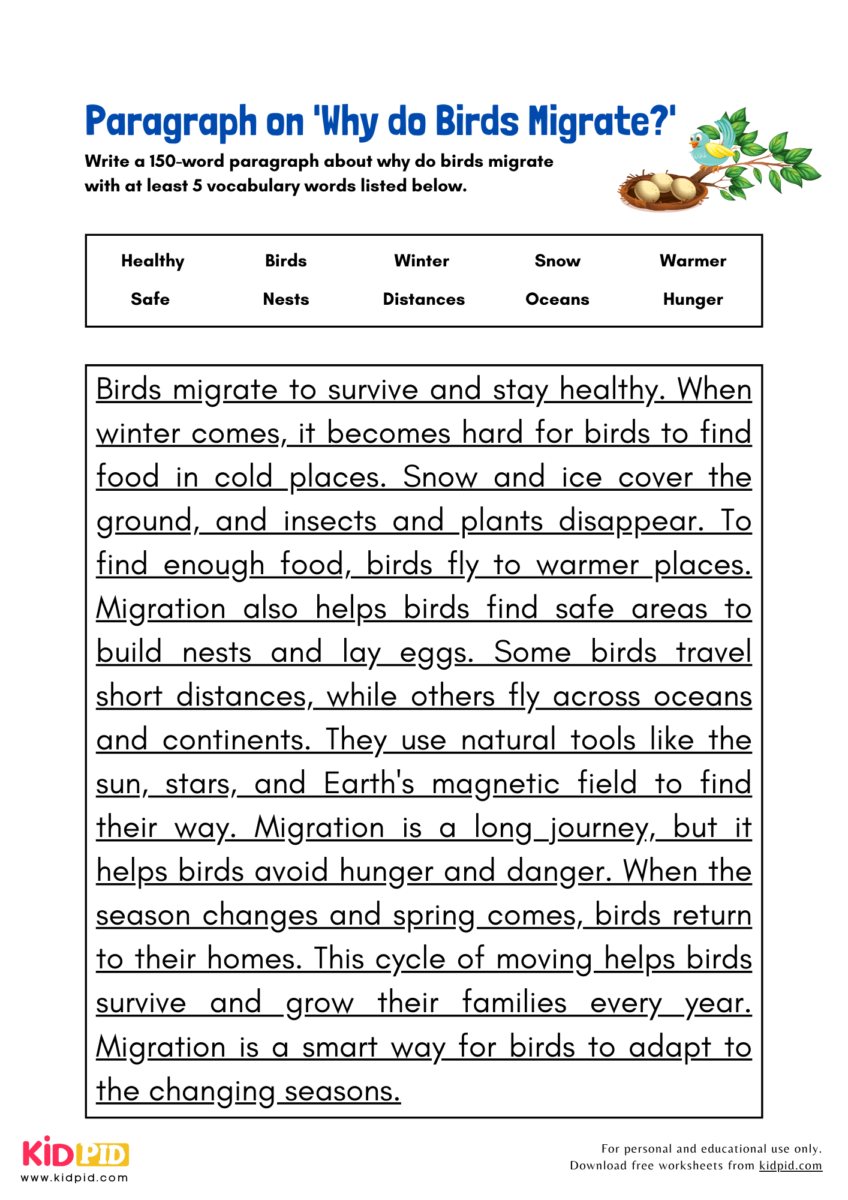 Paragraph on 'Why do Birds Migrate?' - Kidpid
