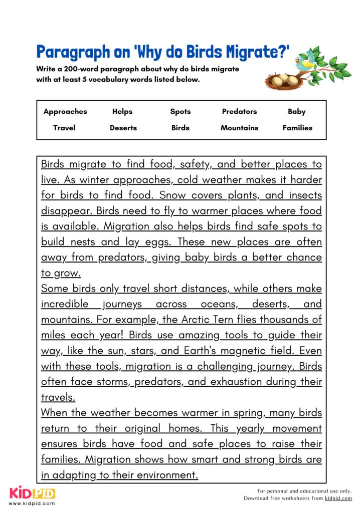 Paragraph on 'Why do Birds Migrate?' - Kidpid